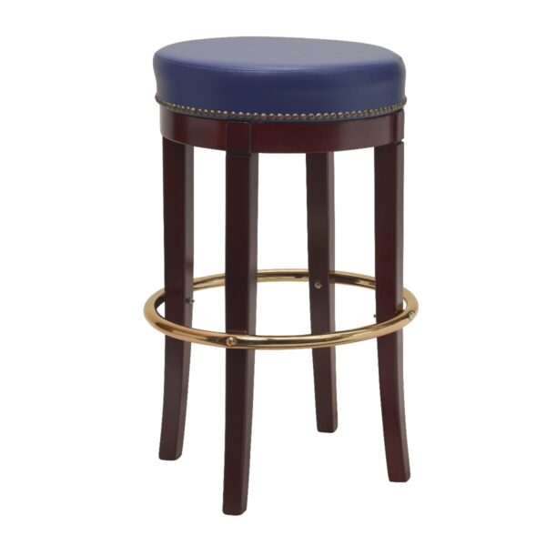Backless Solid Wood Demi Bar Stool in Walnut with Nailhead Trim - LRK ...